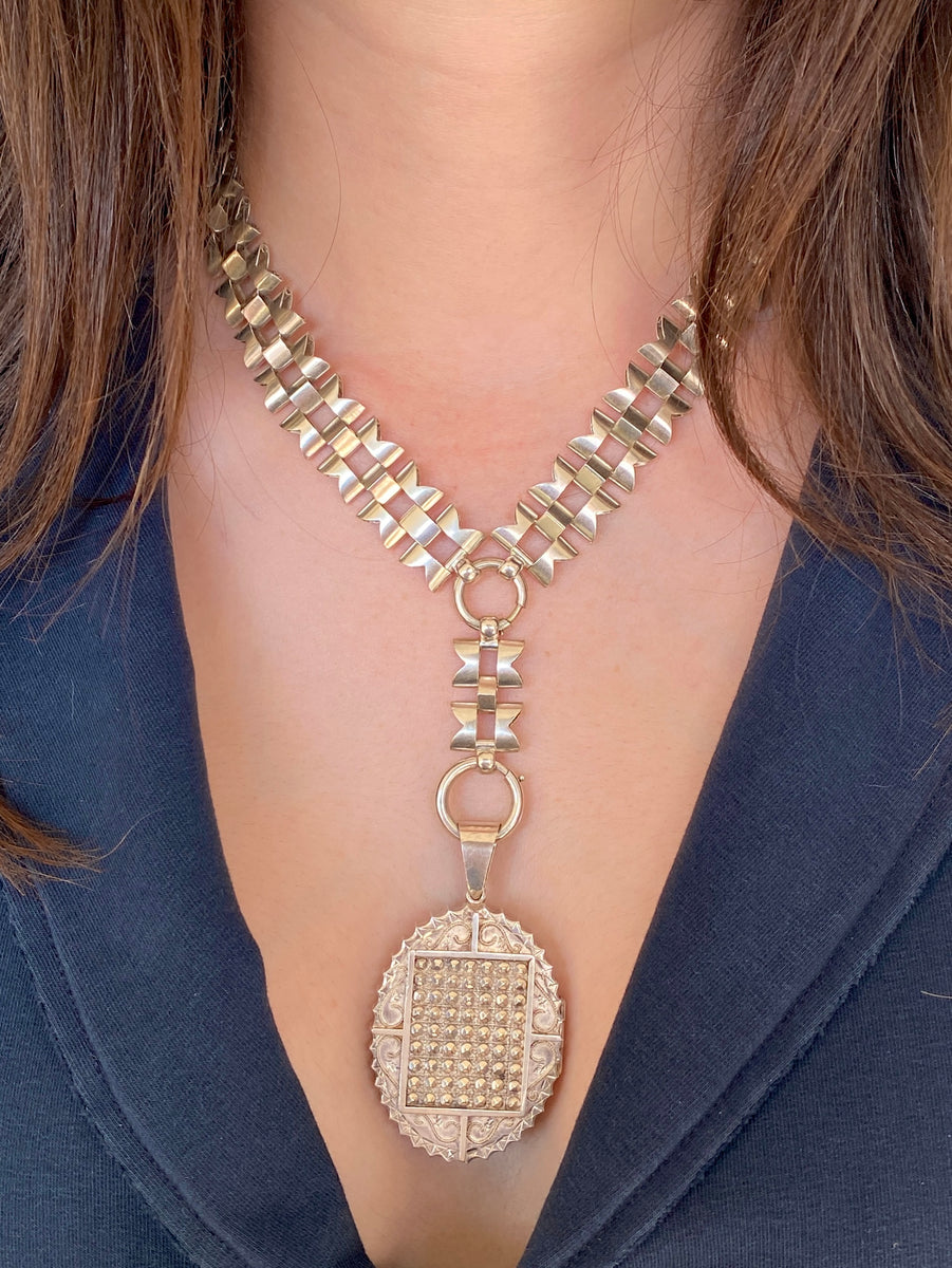 Antique Victorian Silver Collar & Locket, 1880s – Sedgwicks Jewellery